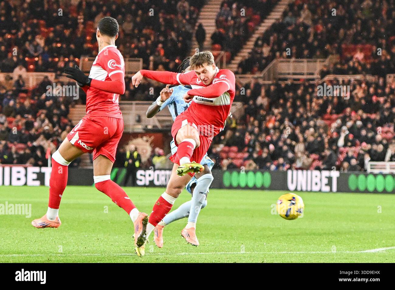 Callum Brittain shoots at goal during the Sky Bet Championship match ...
