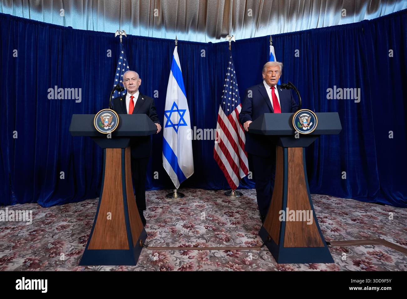 President Donald Trump speaks as Israel's Prime Minister Benjamin ...