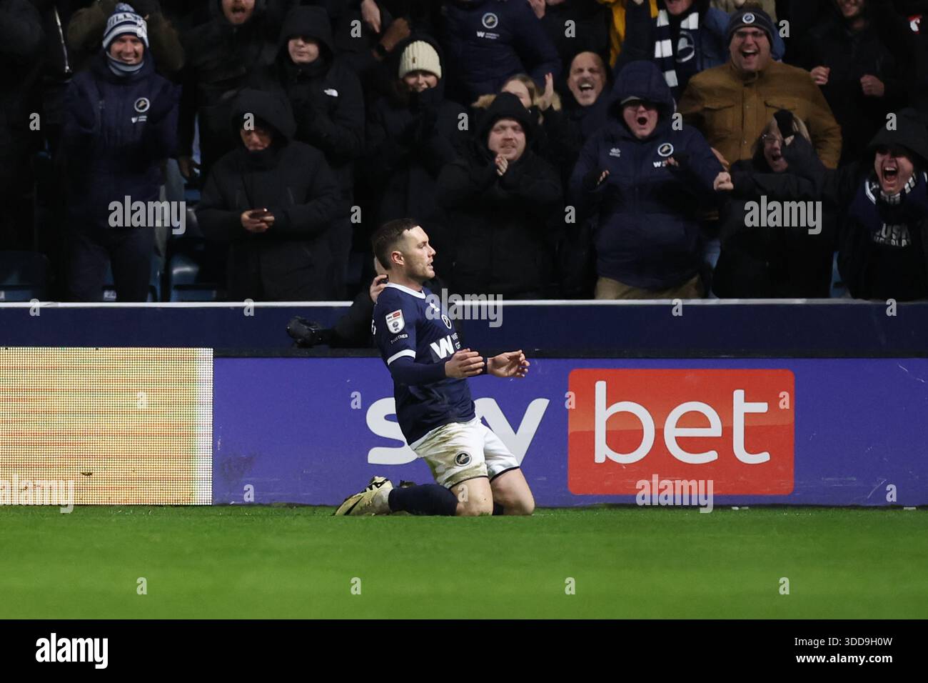Millwall's Macaulay Langstaff celebrates scoring their side's second ...