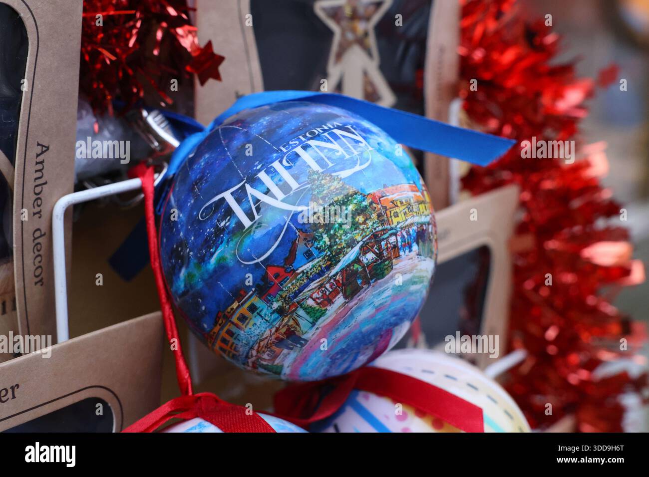 Pretty shops in the Old Town of Tallinn, Estonia, at Christmas time ...