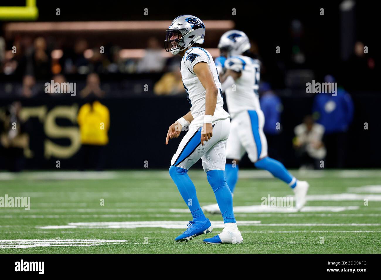 Carolina Panthers quarterback Bryce Young (9) reacts during an NFL ...