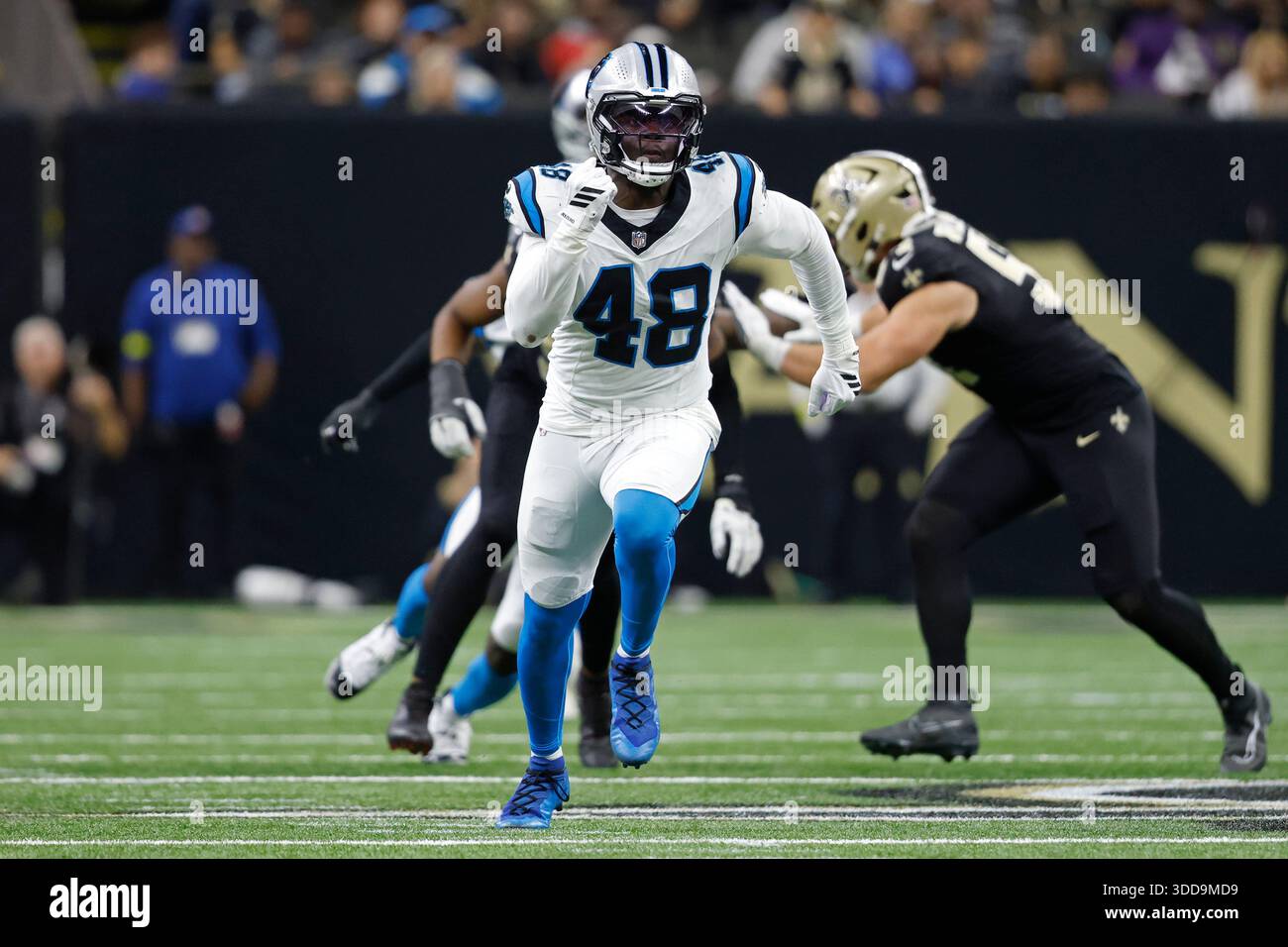 Carolina Panthers linebacker Thomas Incoom (48) runs during an NFL ...