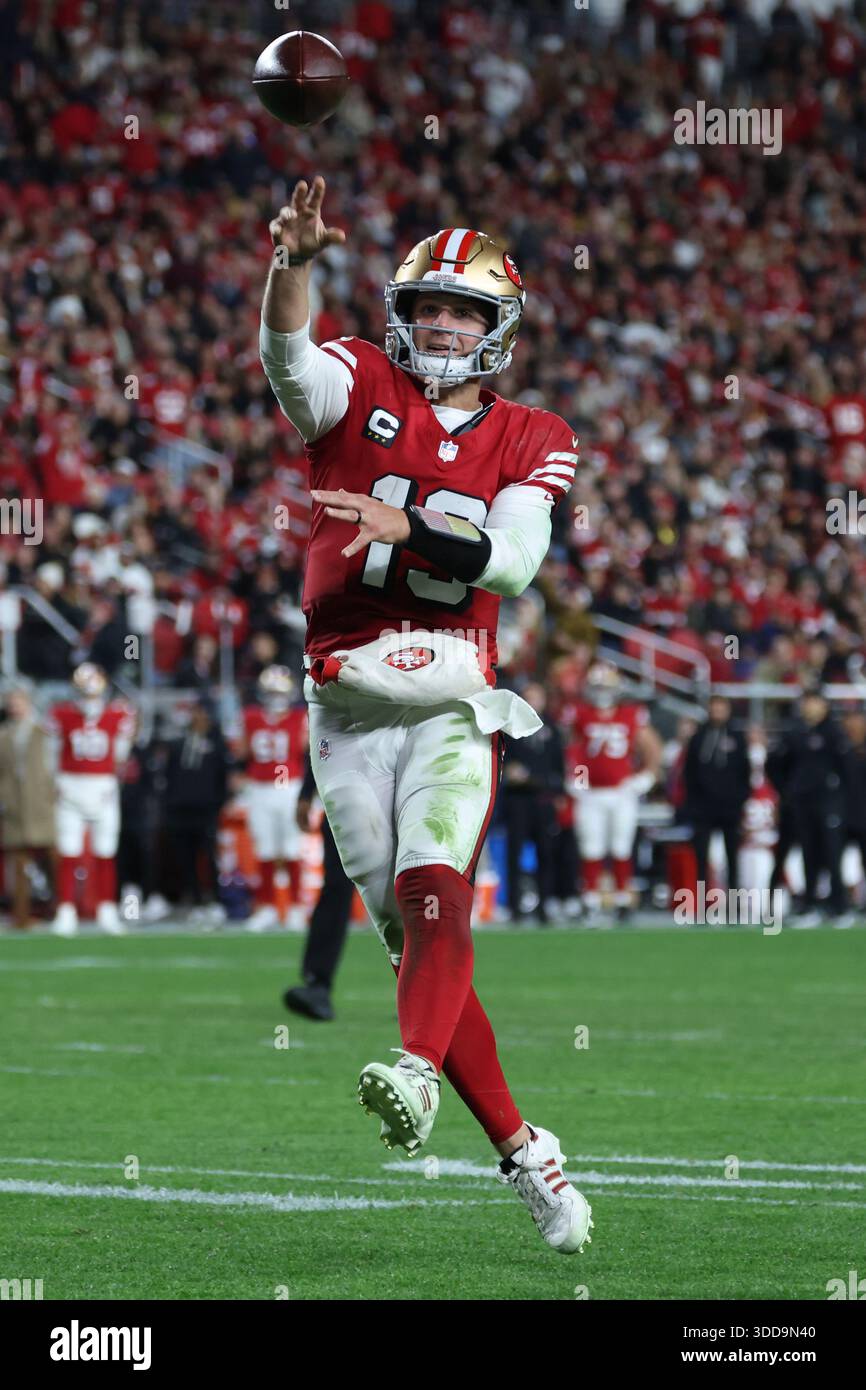 San Francisco 49ers quarterback Brock Purdy (13) passes against the ...