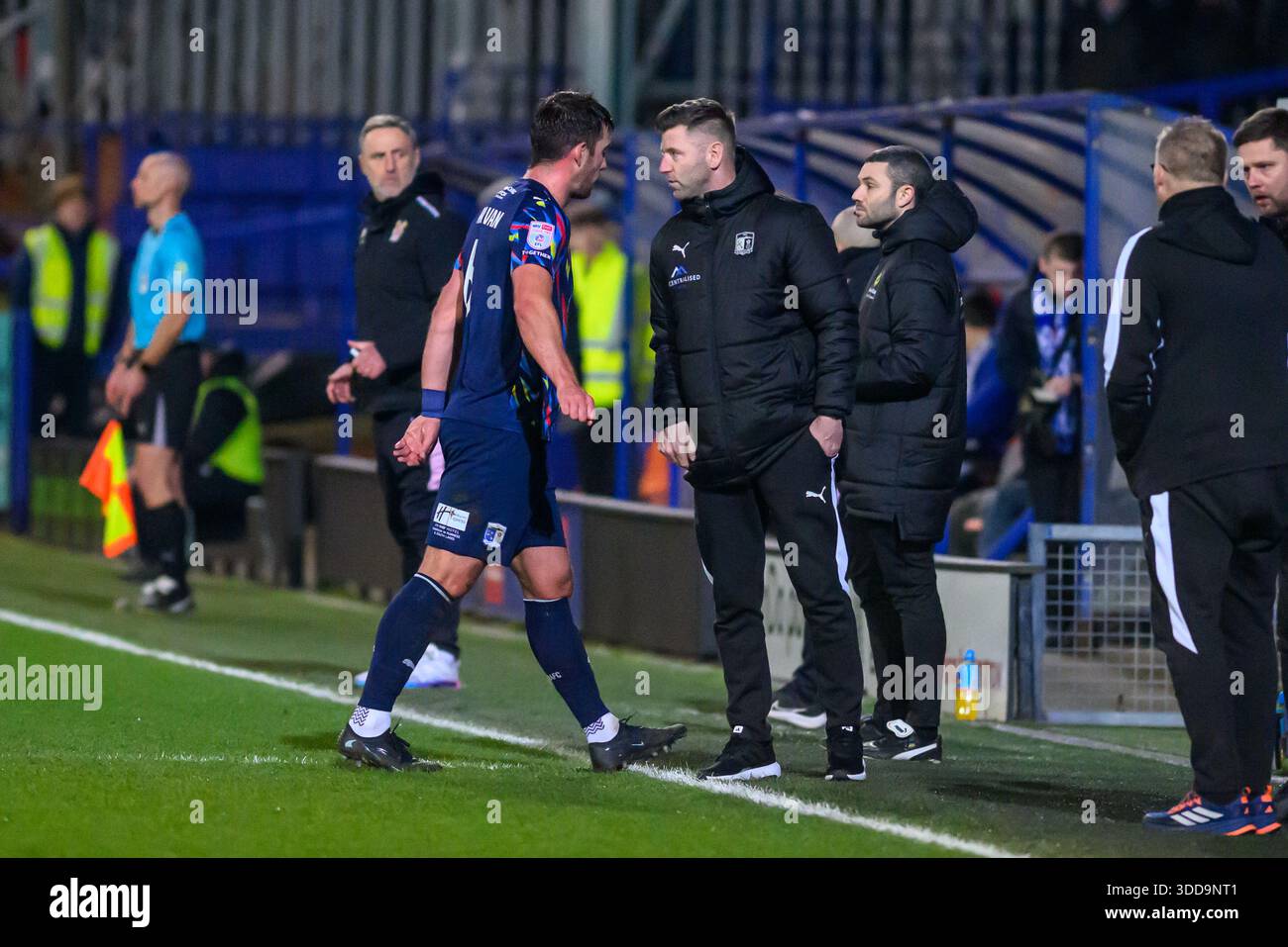 Niall Canavan of Barrow FC leaves the pitch after getting a red card ...