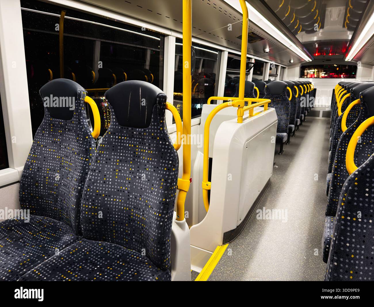 Manchester, UK - December 05, 2025: Cozy bus interior in Manchester UK ...