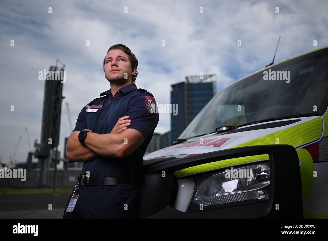 Ambulance Victoria paramedic Luke Harrington poses for a photograph in ...