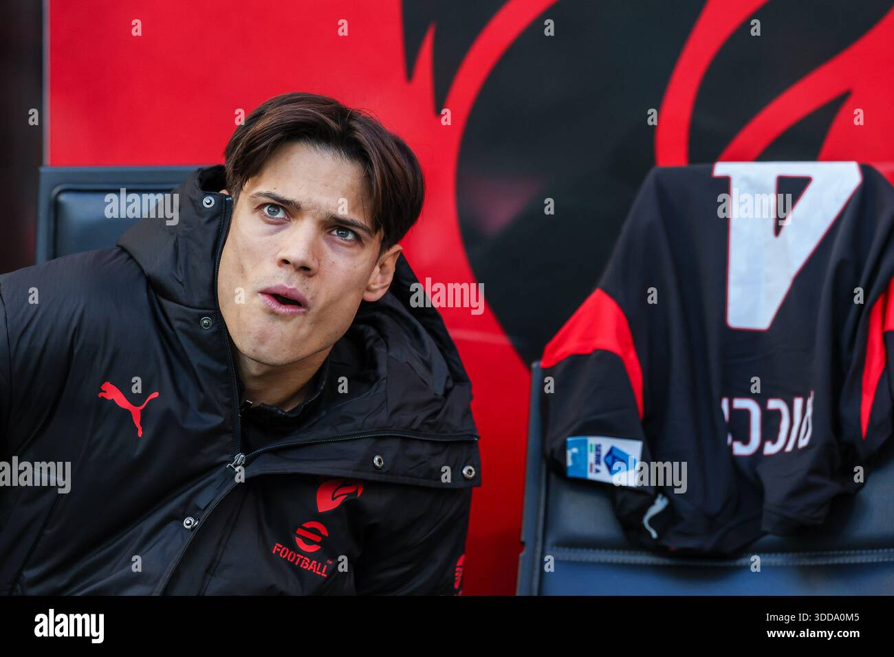 Samuel Ricci of AC Milan seen during Serie A 2025/26 football match ...
