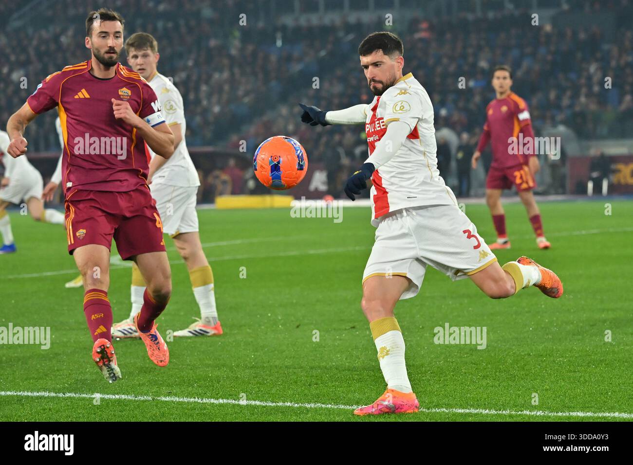 Bryan Cristante of AS Roma,Martin Aaron of Genoa during the serie A ...