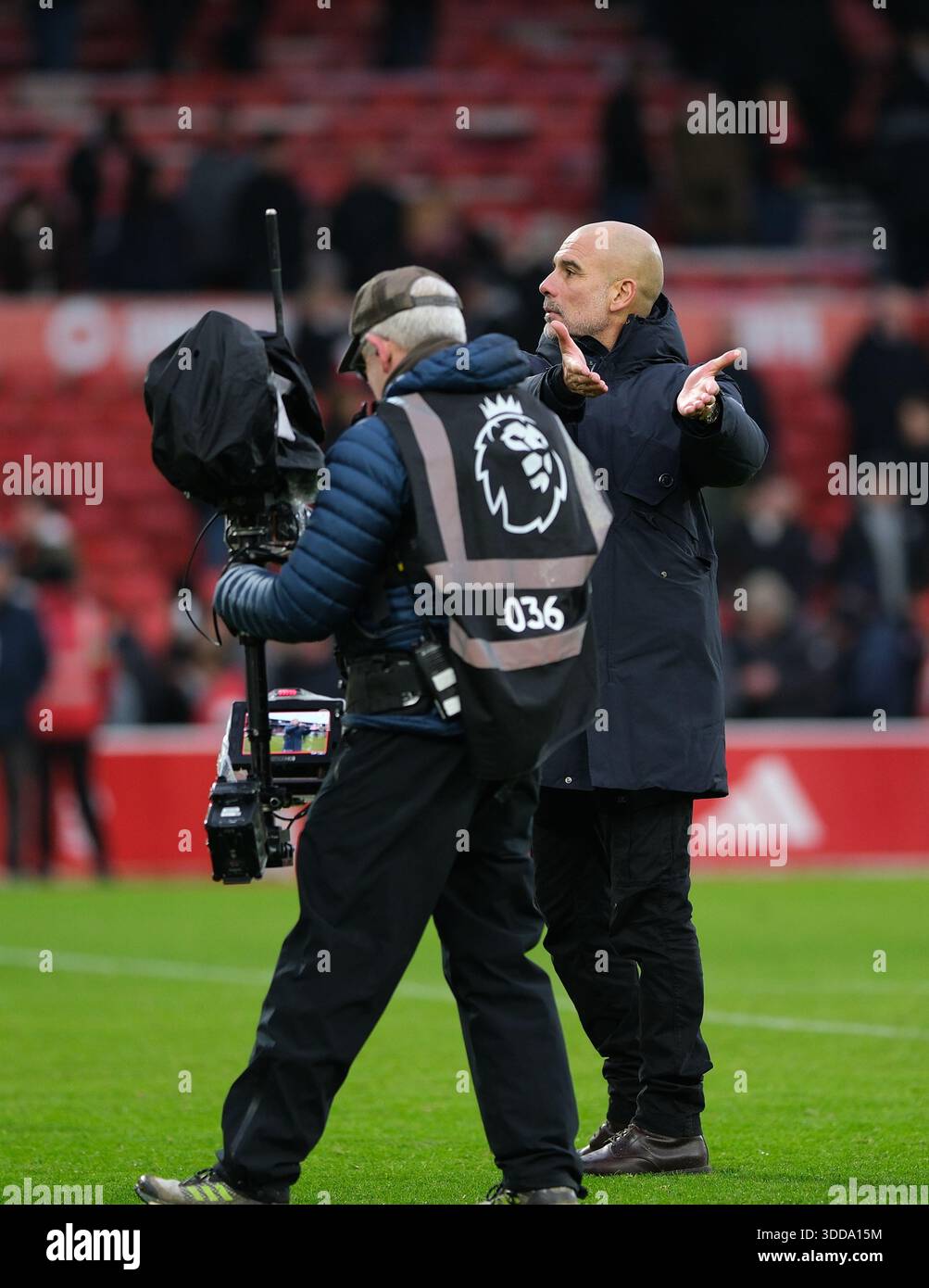 Manchester City head coach Pep Guardiola seen during the Premier league ...