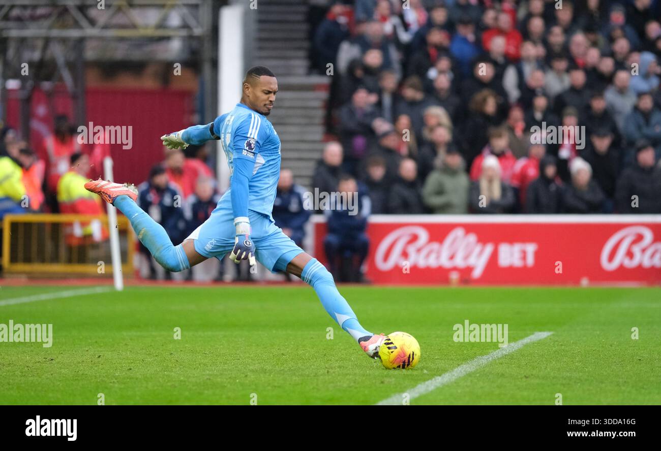 John Victor of Nottingham Forest seen in action during the Premier ...