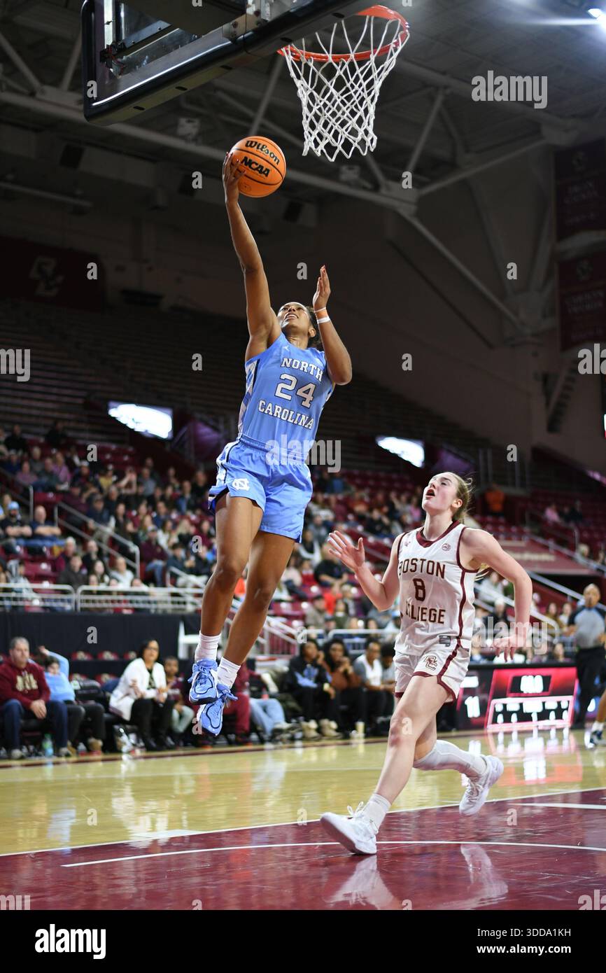 CHESTNUT HILL, MA - DECEMBER 29: Indya Nivar #24 of the North Carolina ...