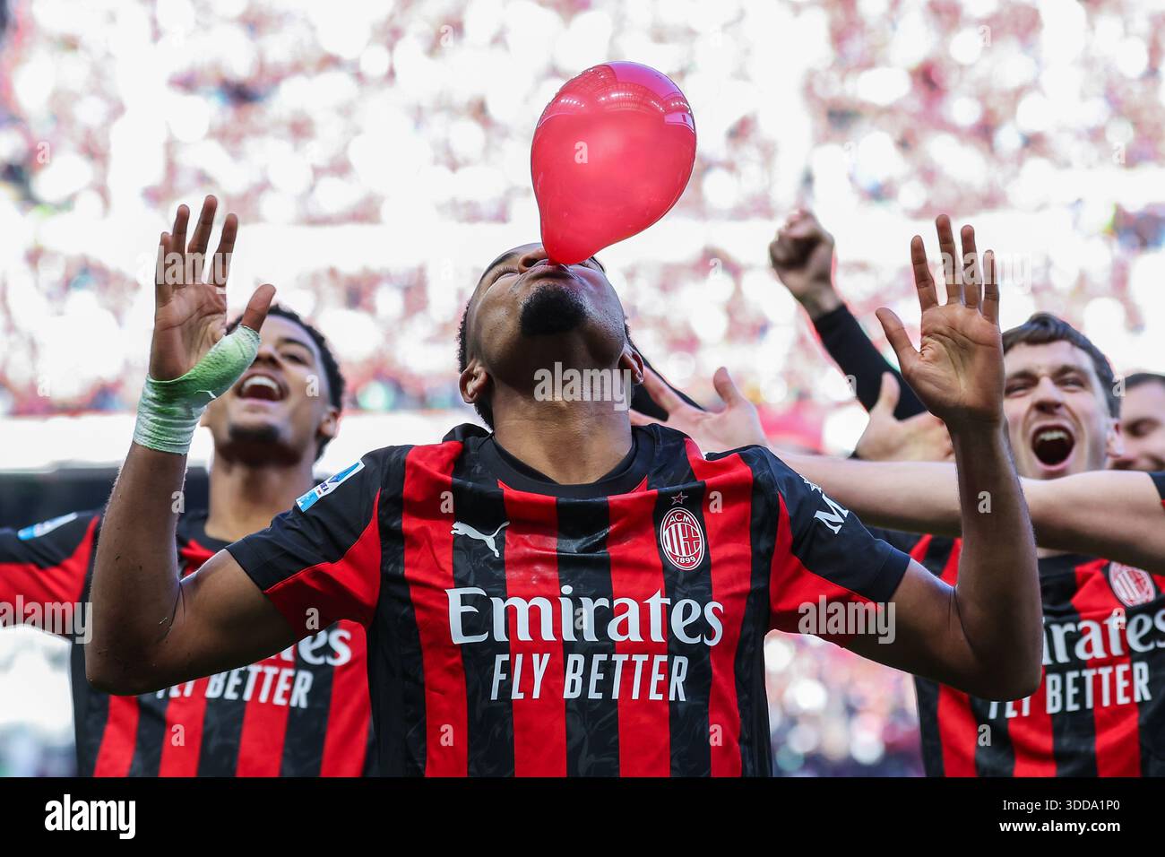 Christopher Alan Nkunku of AC Milan seen celebrating after scoring a ...