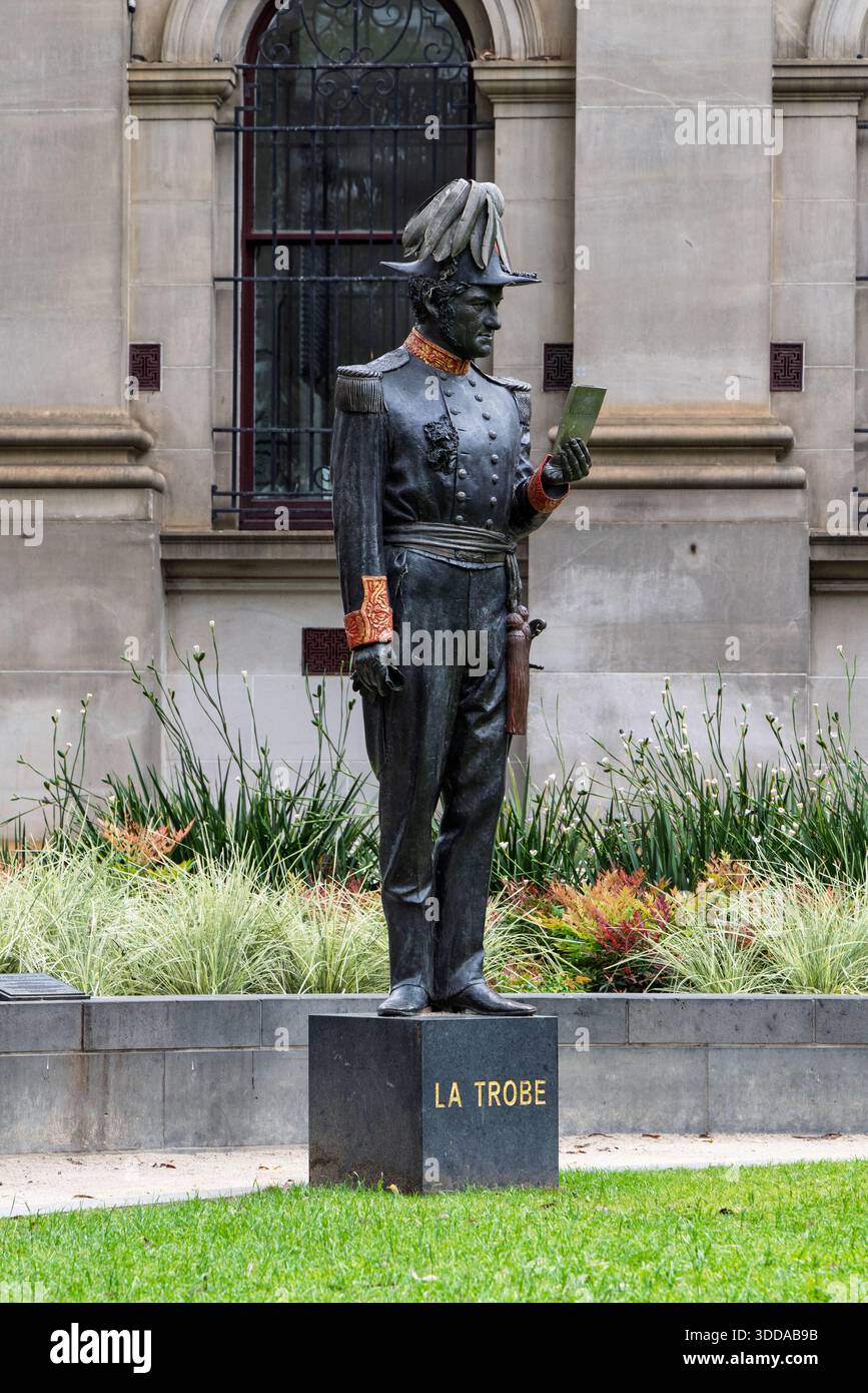 Statue of C J La Trobe, first Lieutenant Governor of Victoria, outside ...