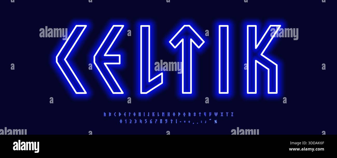 Nordic Neon Font Logo Alphabet Vector Light Effect Letters Set Modern ...