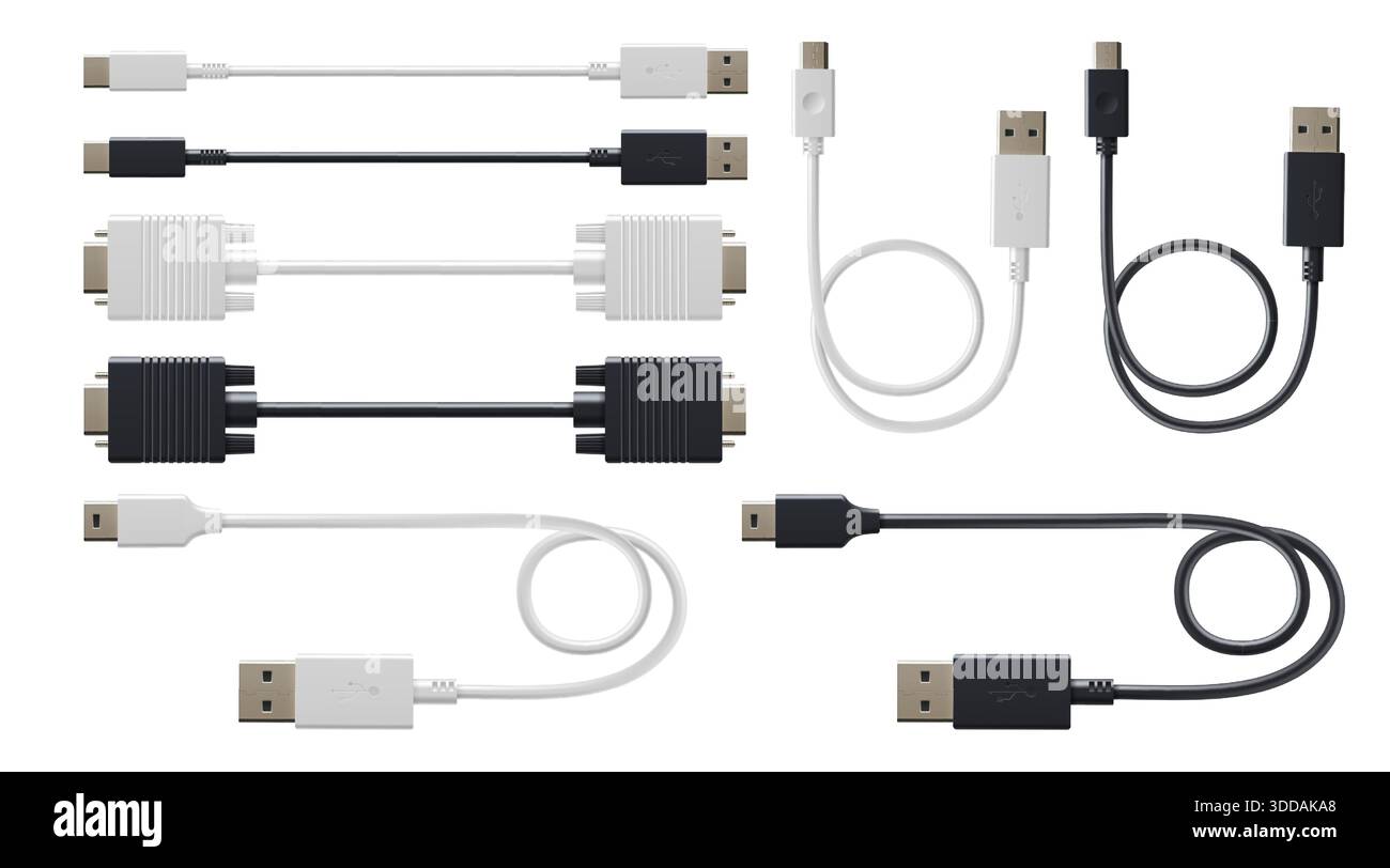 Realistic 3d usb micro cables hi-res stock photography and images - Alamy