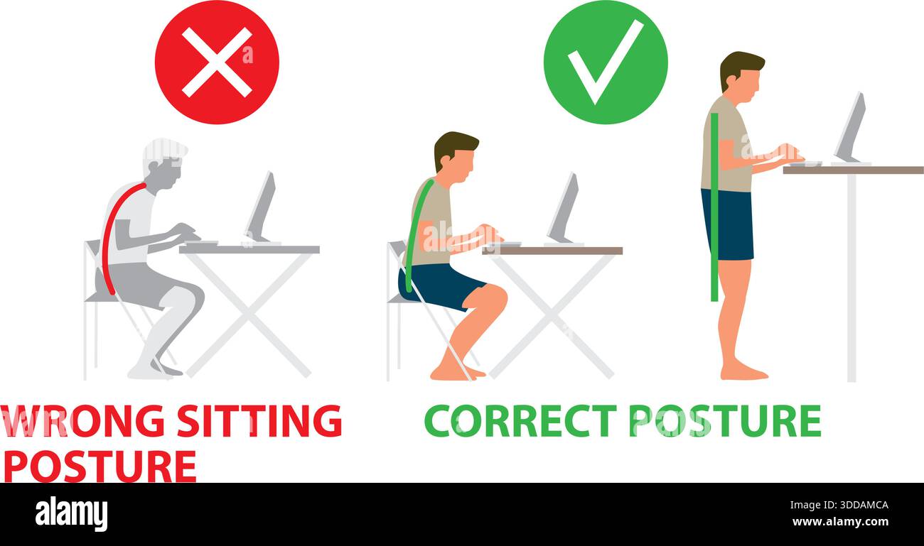 Standing up desk posture Stock Vector Images - Alamy