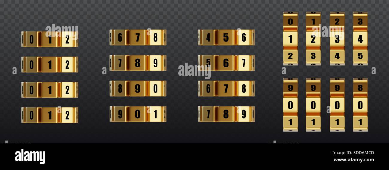 Lock number combinations set isolated on transparent background. Vector ...