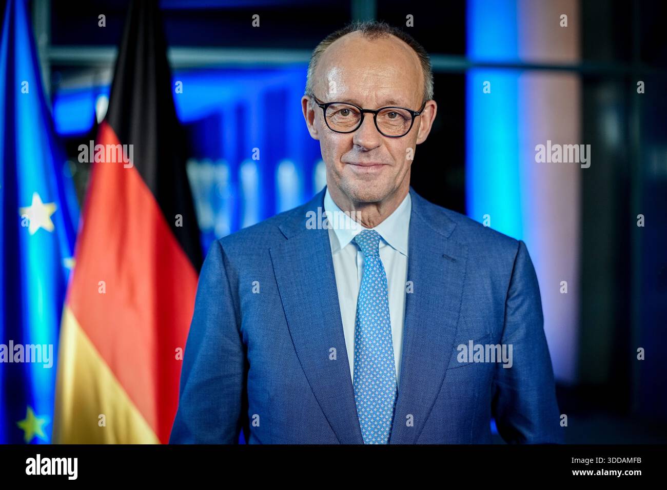 German Chancellor Friedrich Merz looks into the photographer's camera ...