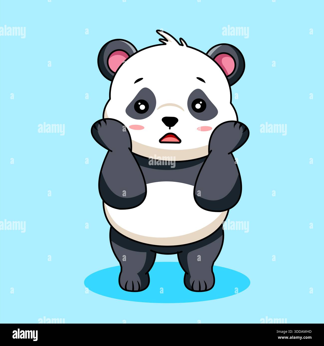 Cute Panda Bear Panic Expression Vector Illustration Cartoon Character ...