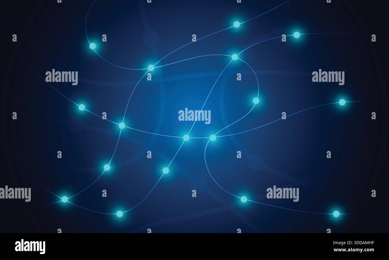 Abstract AI Network Background with Glowing Nodes and Digital ...