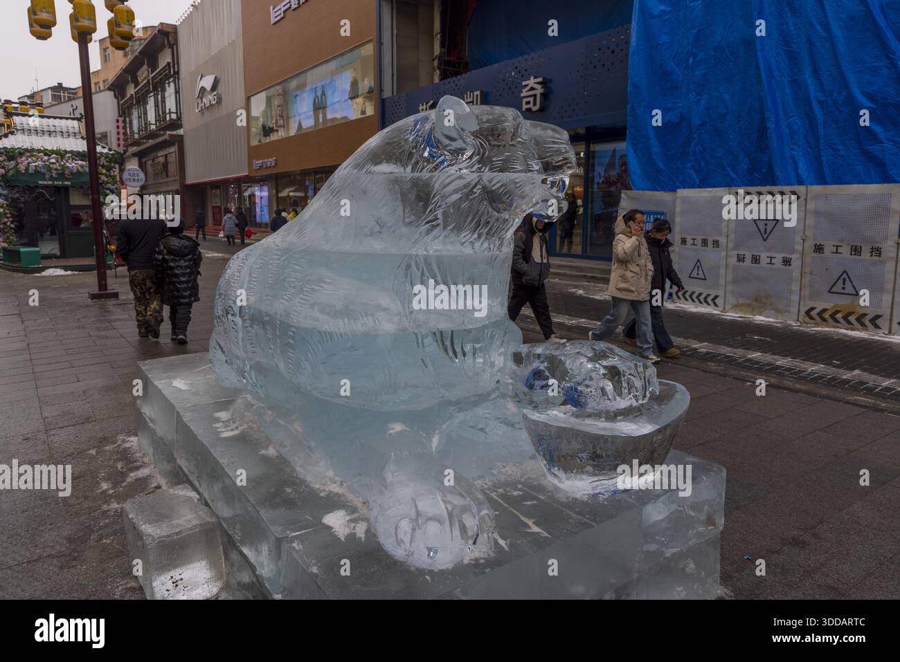 Zodiac ice sculptures attract visitors in Henan Street, Jilin City ...