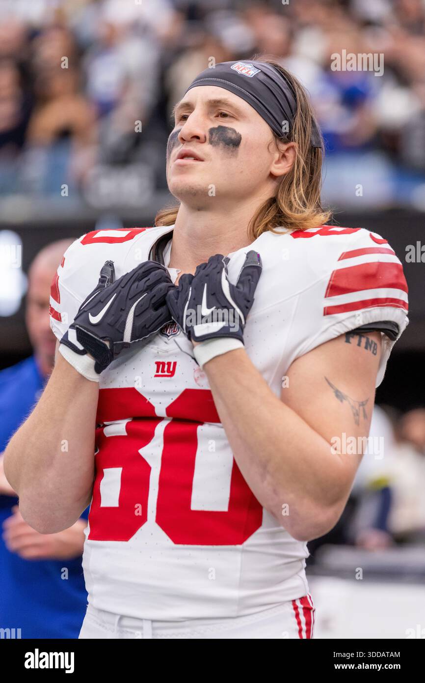New York Giants wide receiver Gunner Olszewski (80) stands for the ...