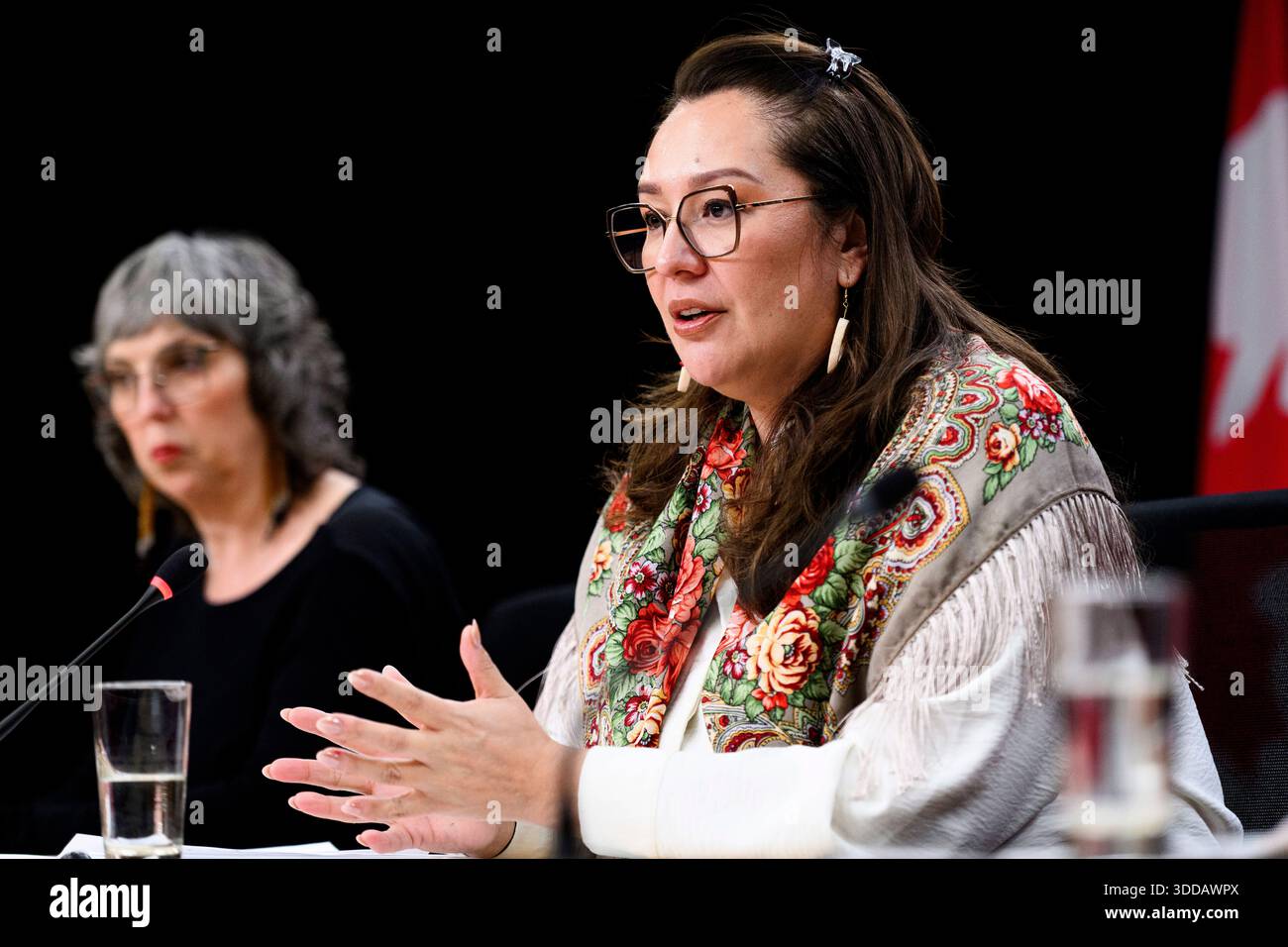 Minister of Indigenous Services Mandy Gull-Masty speaks during a press ...