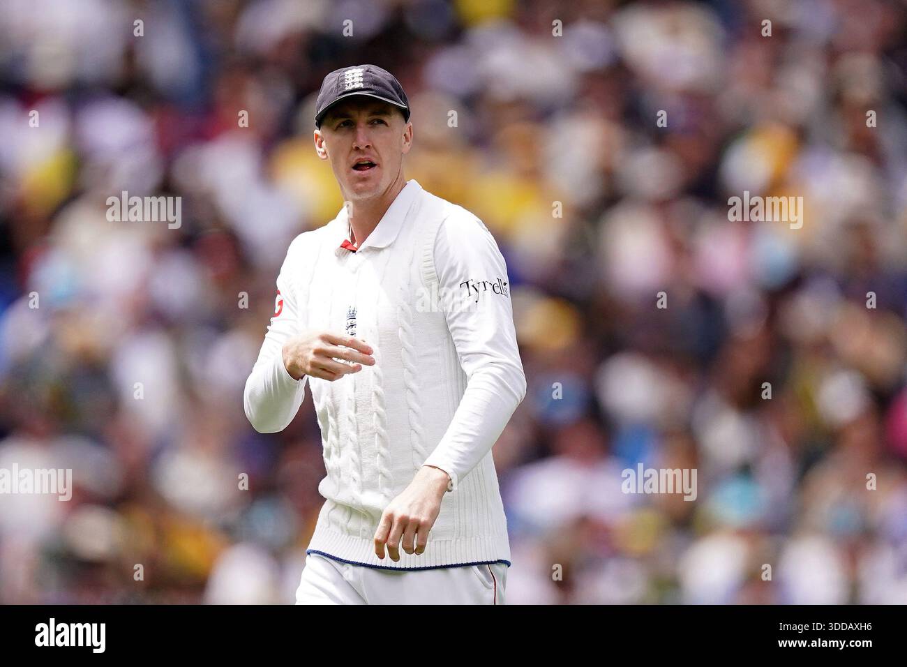 England's Harry Brook stands in the field on day one of the fourth NRMA ...