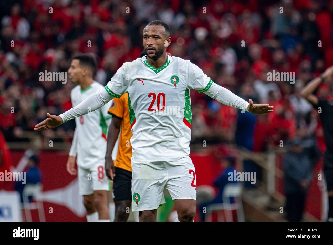 Ayoub El Kaabi of Morocco reacts during the Africa Cup of Nations (CAN ...
