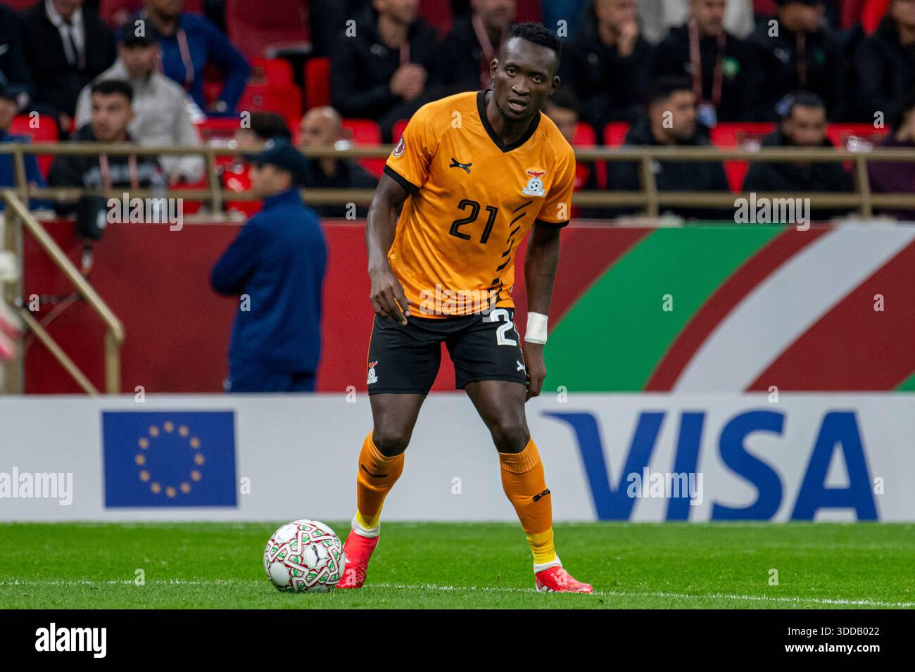 Dominic Chanda of Zambia with the ball during the Africa Cup of Nations ...