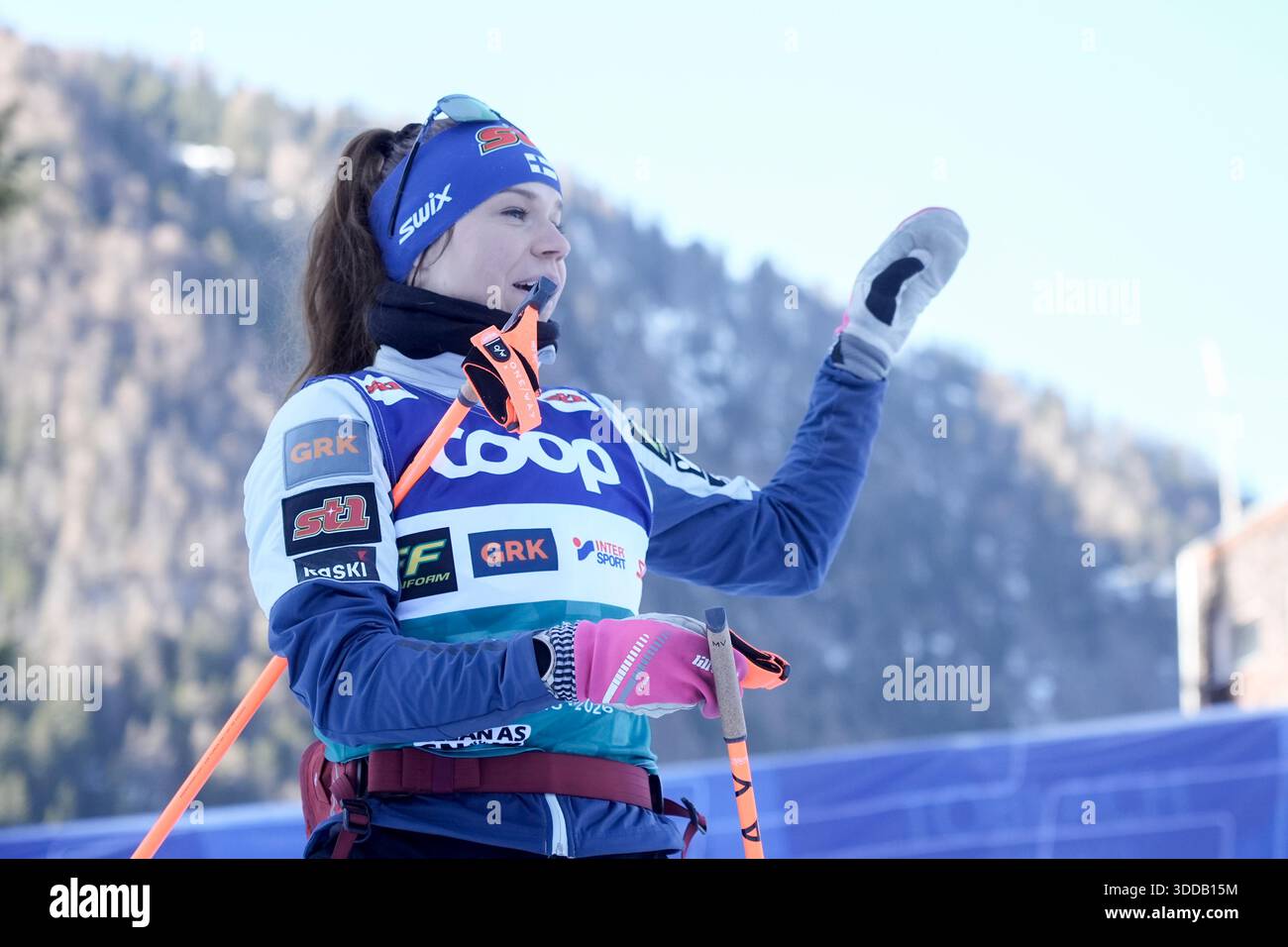 Toblach, Italy 20251230. Krista Parmakoski at the stadium in Toblach ...