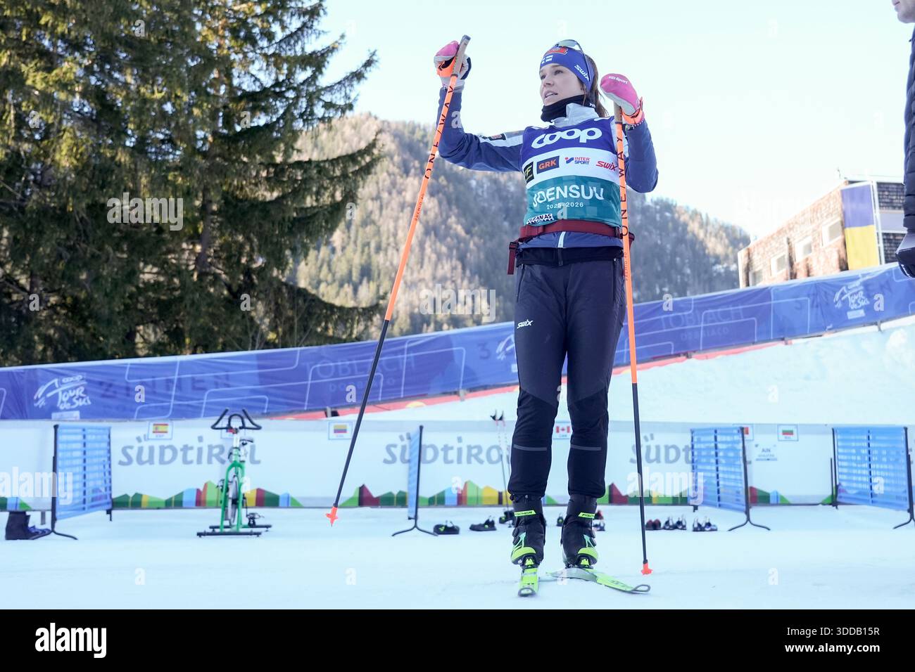 Toblach, Italy 20251230. Krista Parmakoski at the stadium in Toblach ...