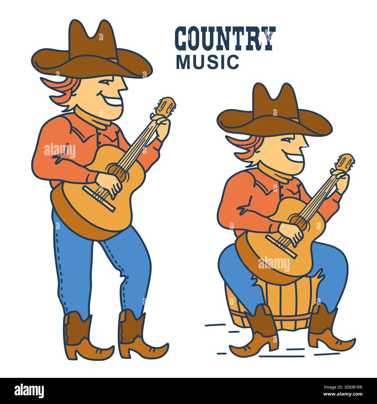 Country music stars background. Man wearing in cowboy outfit guitar ...