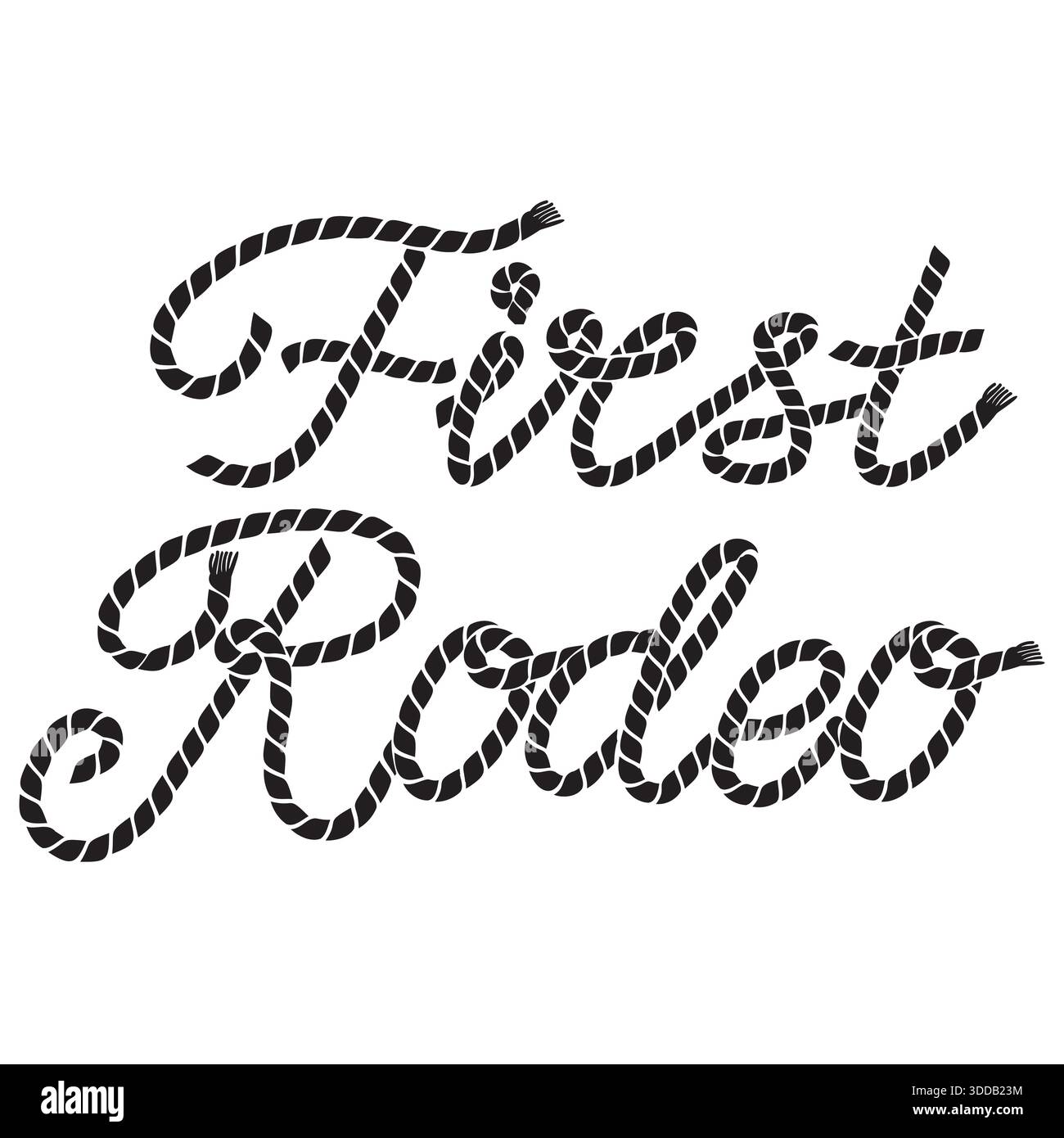 First rodeo lasso text vector clipart with a stylish rope design ...