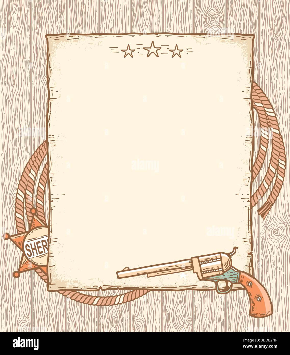 Cowboy Wild West paper vintage background. Western illustration with ...
