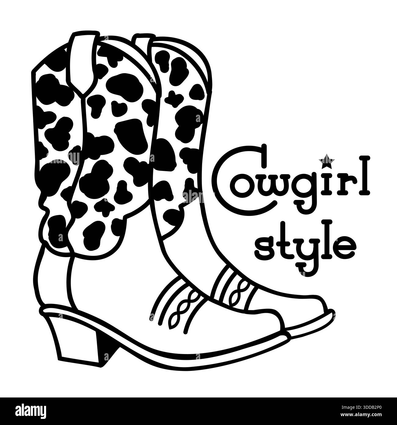 Cowgirl vintage illustration Black and White Stock Photos & Images - Alamy