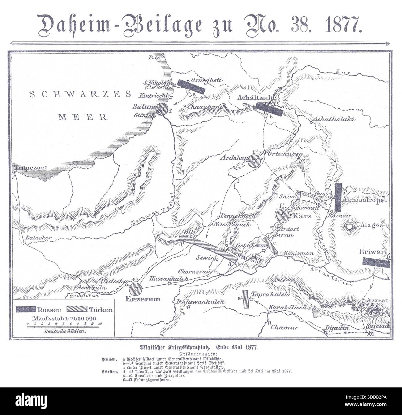 Historic 1877 Military Map of the Black Sea Region With Rivers Routes ...