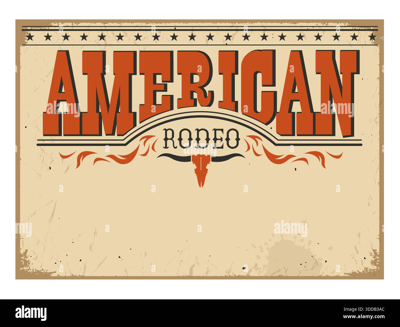 American cowboy rodeo poster for text on old paper texture for design ...