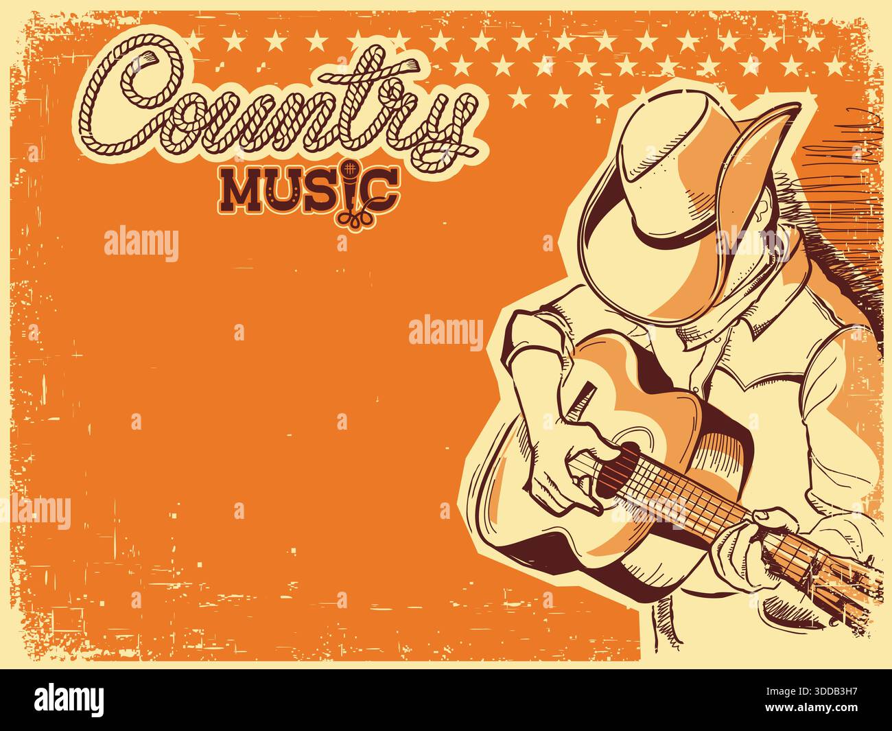 Country music festival poster background with acoustic guitar and ...
