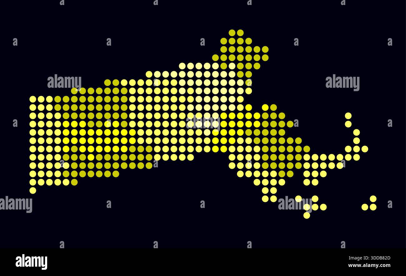 Massachusetts dotted map. Digital style map of the state on a dark ...