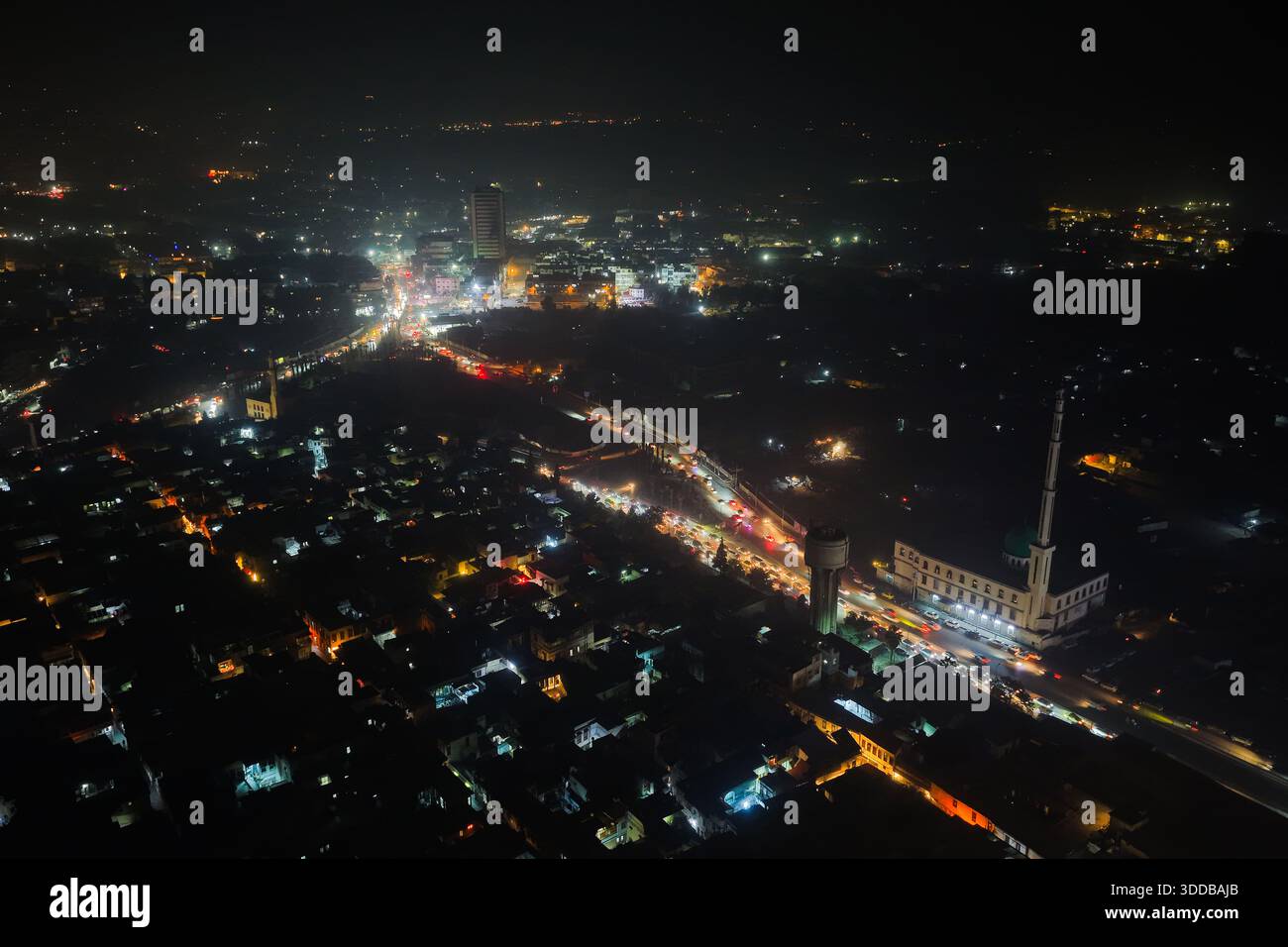 In Damascus, Syria, on December 29, 2025, nighttime drone footage shows ...