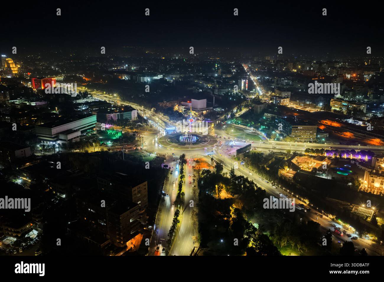 In Damascus, Syria, on December 29, 2025, nighttime drone footage shows ...
