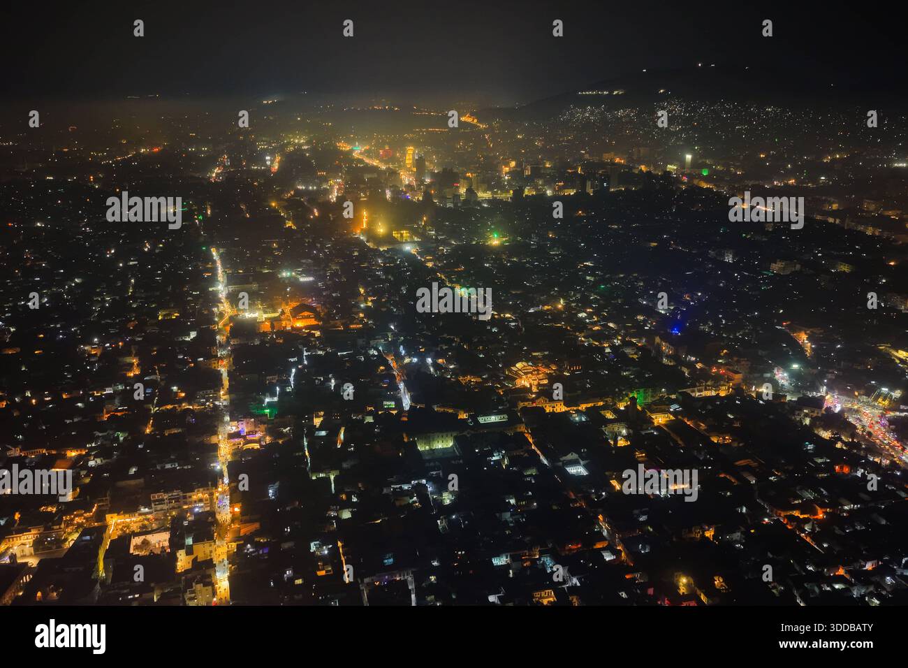 Night Drone Views of Damascus at the End of 2025 In Damascus, Syria, on ...