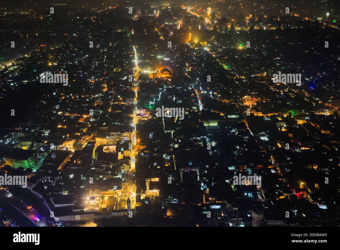 Night Drone Views of Damascus at the End of 2025 In Damascus, Syria, on ...
