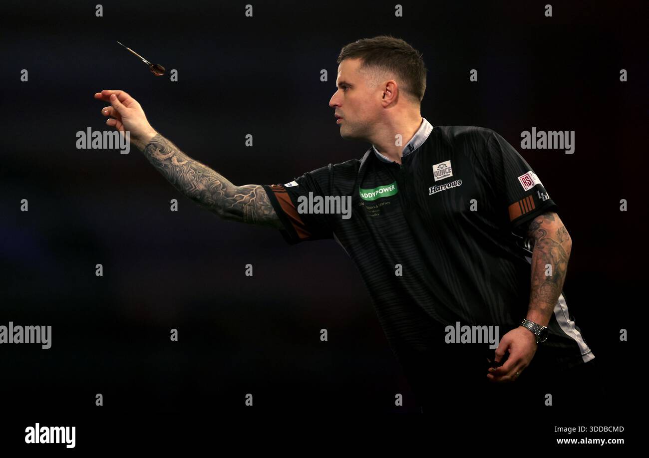 England's Luke Woodhouse in action against Poland's Krzysztof Ratajski ...