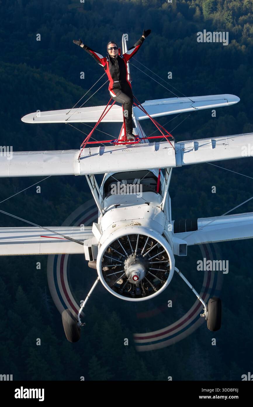 A Grumman G-164A Show-Cat aircraft is photographed during an air-to-air ...