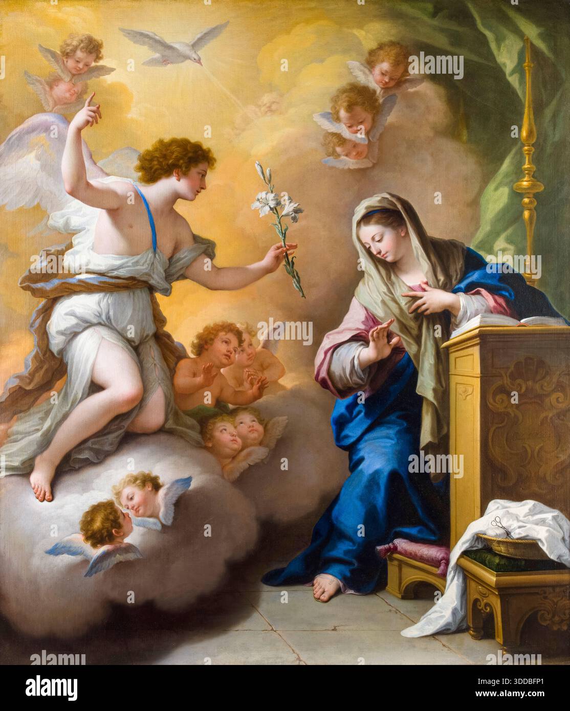 Paolo de Matteis, The Annunciation, painting in oil on canvas, 1712 ...