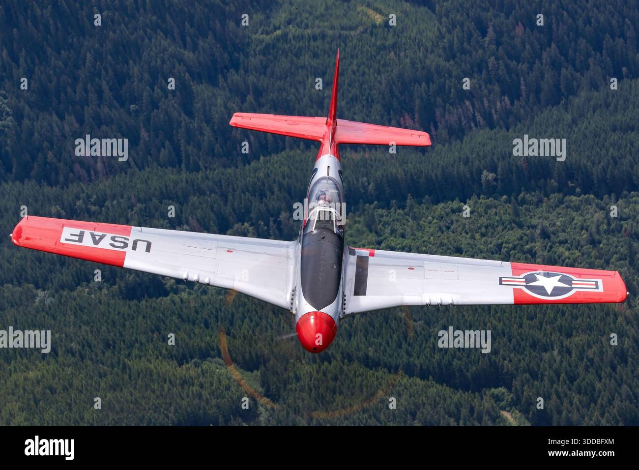 North American P-51D Mustang Val-Halla is shown in flight during an air ...