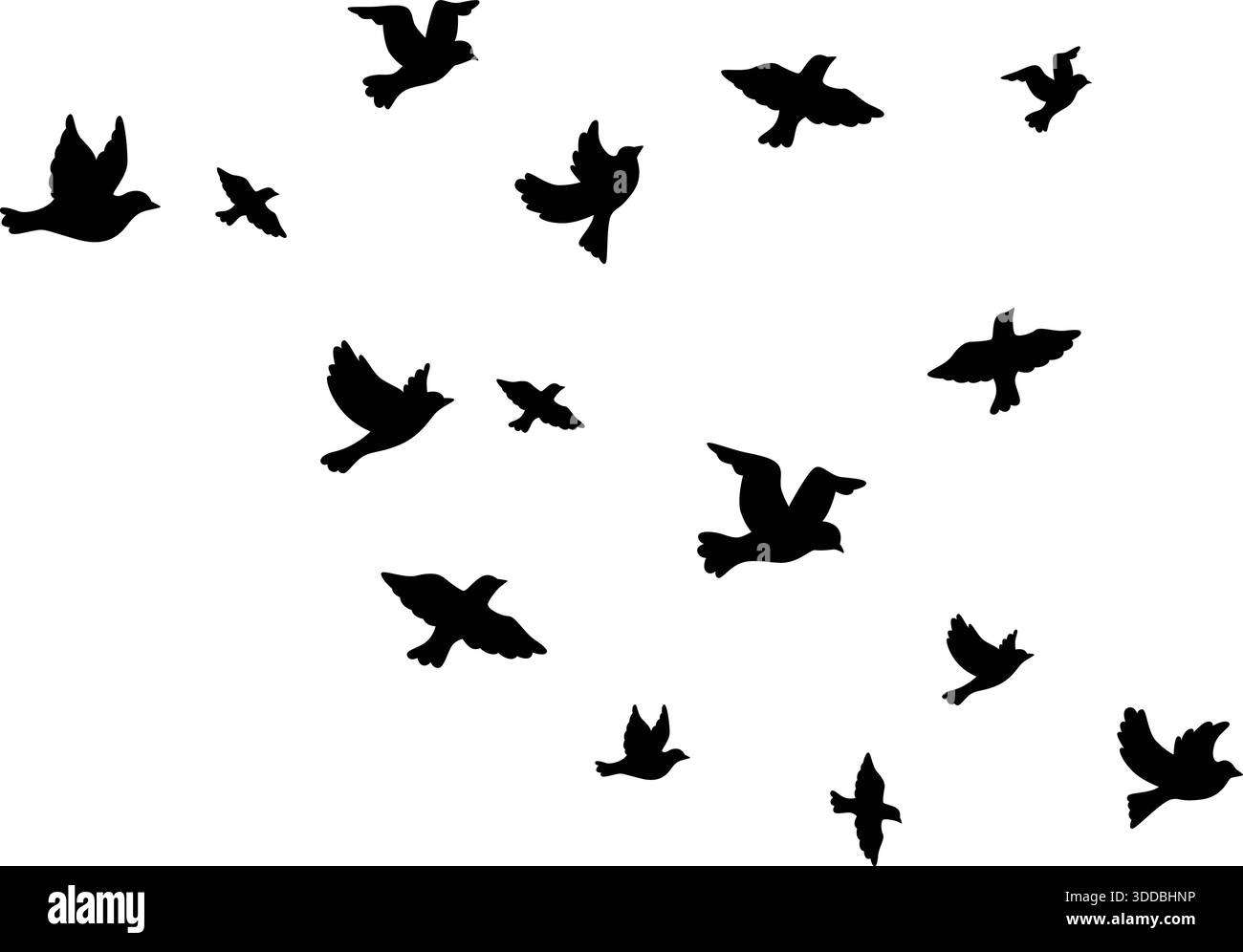 Black flying birds Black and White Stock Photos & Images - Alamy