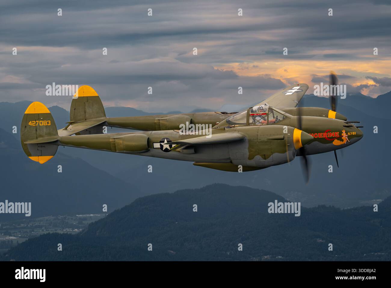 A P-38L Lightning with registration N2114L and code numbers NX2114L ...